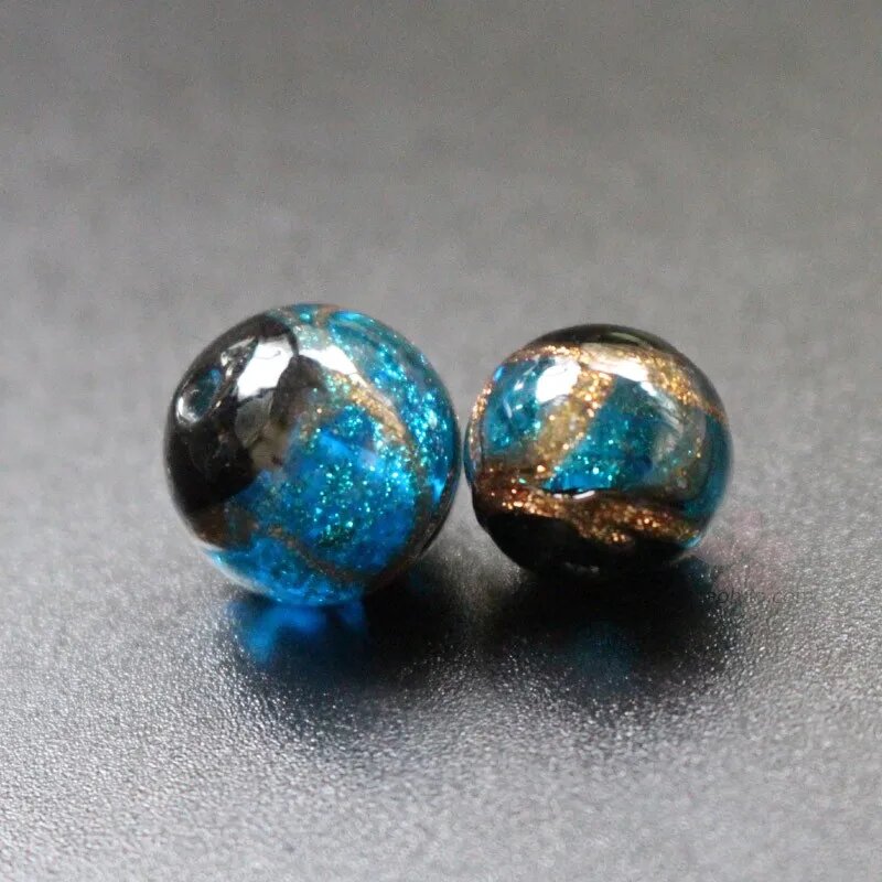 Бусины Akusesari лампворк разноцветные круглые 10 шт. 10mm 10pcs, Ocean blue