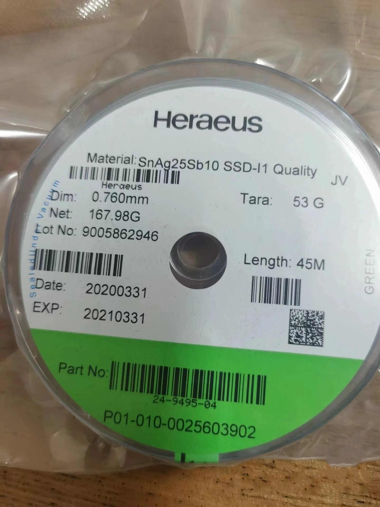 Сolder wire Heraeus 25% silver 0.76mm 5m 5meters-No axis
