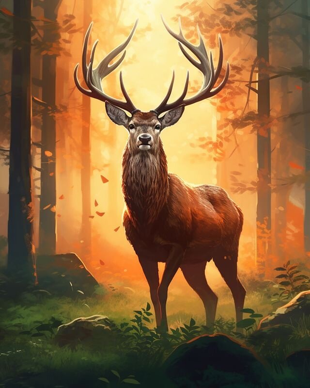 Олень в лесу Картина по номерам 40х50