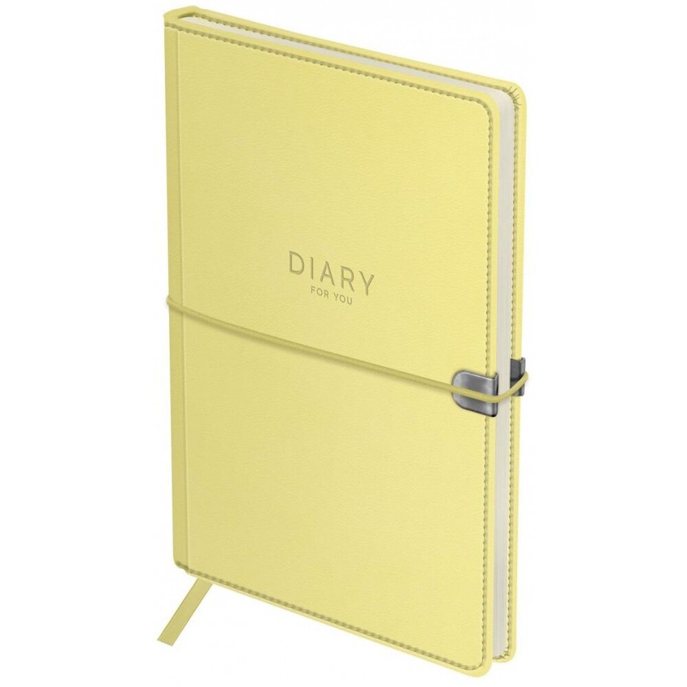 БиДжи DuA5_61197 Ежедневник недатированный, а5, 136л, твердый переплет, кожзам, bg pastel. yellow, желтый, на резинке