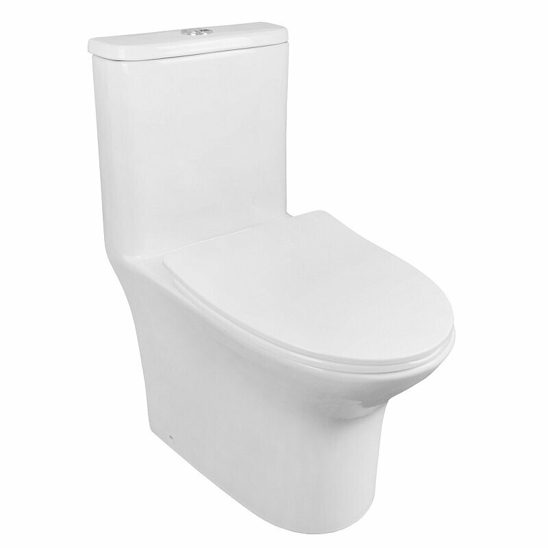 Унитаз моноблок Azario Sente AZ-8614 белый, безободковый, с крышкой микролифт