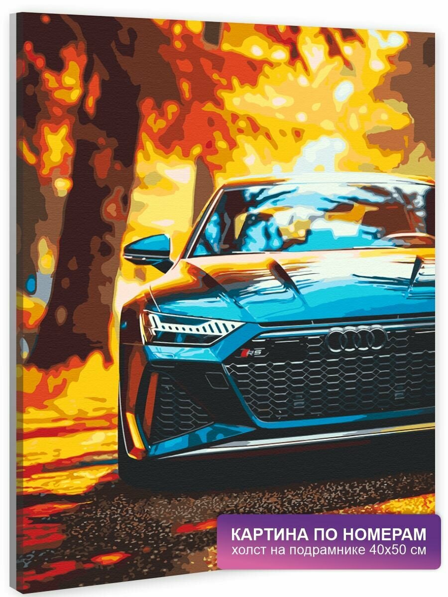 Картина по номерам на холсте с подрамником 40х50 см. Автомобиль, машина. "Audi R8, ауди ", арт. 5390/