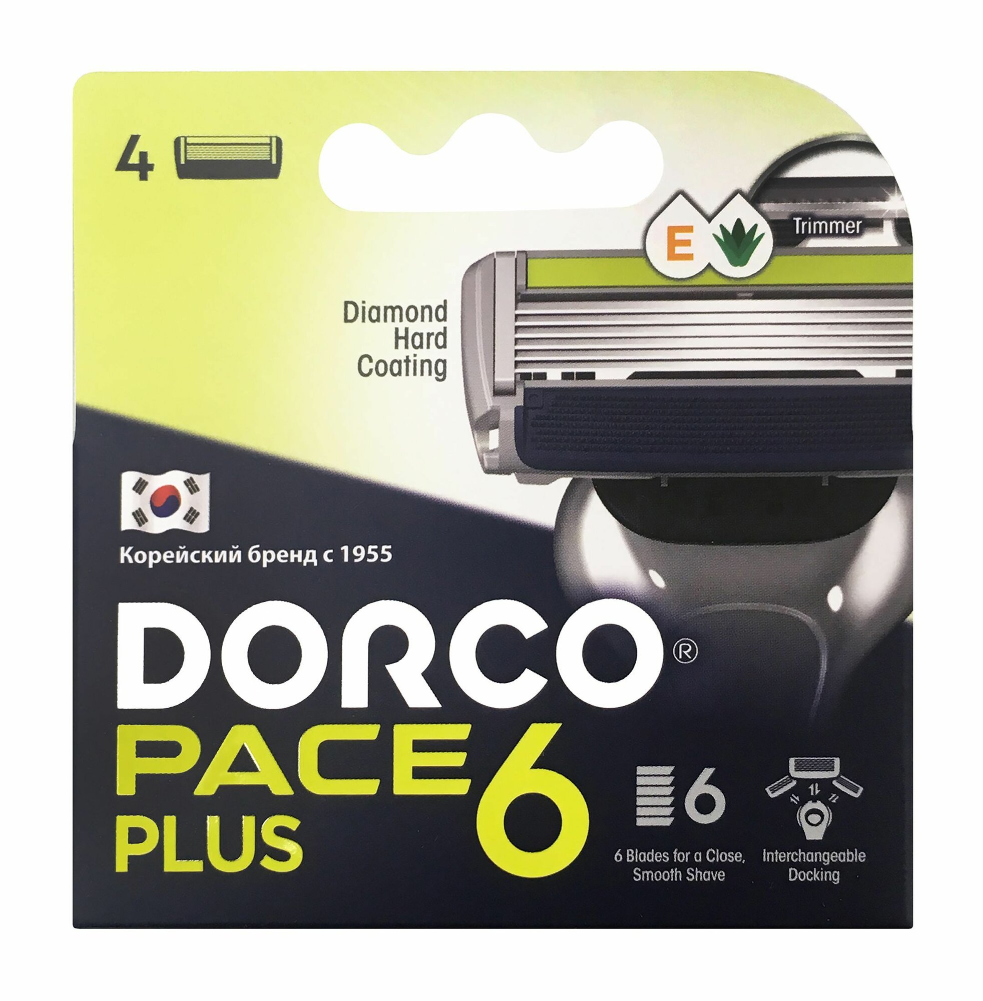 DORCO Kассеты для бритья Dorco Pace 6 c триммером, 4 шт.