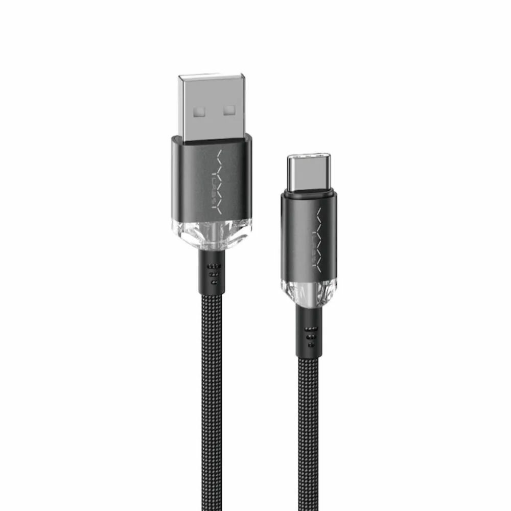 Кабель Vyvylabs Crystal Series Fast Charging Data Cable USB to Type-C 3A 1M - Black