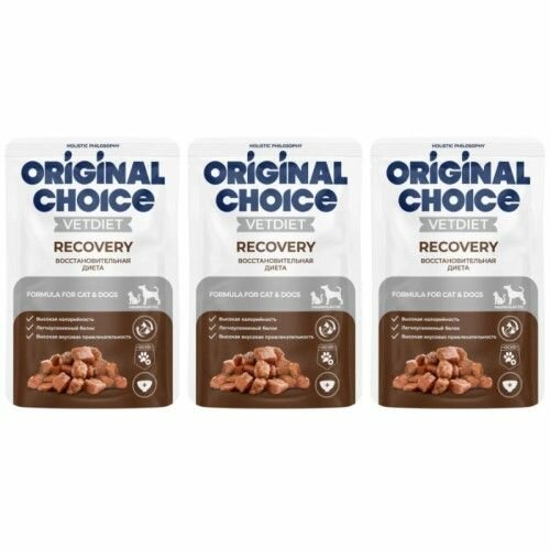 Original Choice Корм корм для взрослых собак и кошек Vetdiet Recovery, диетическое, полнорационное, восстановительная диета, 85 г, 3шт