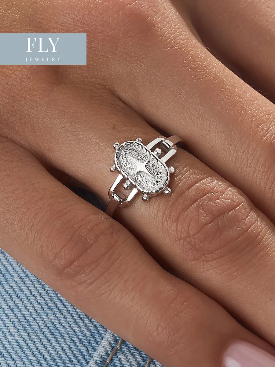 Печатка fly jewelry, серебро, 925 проба, родирование