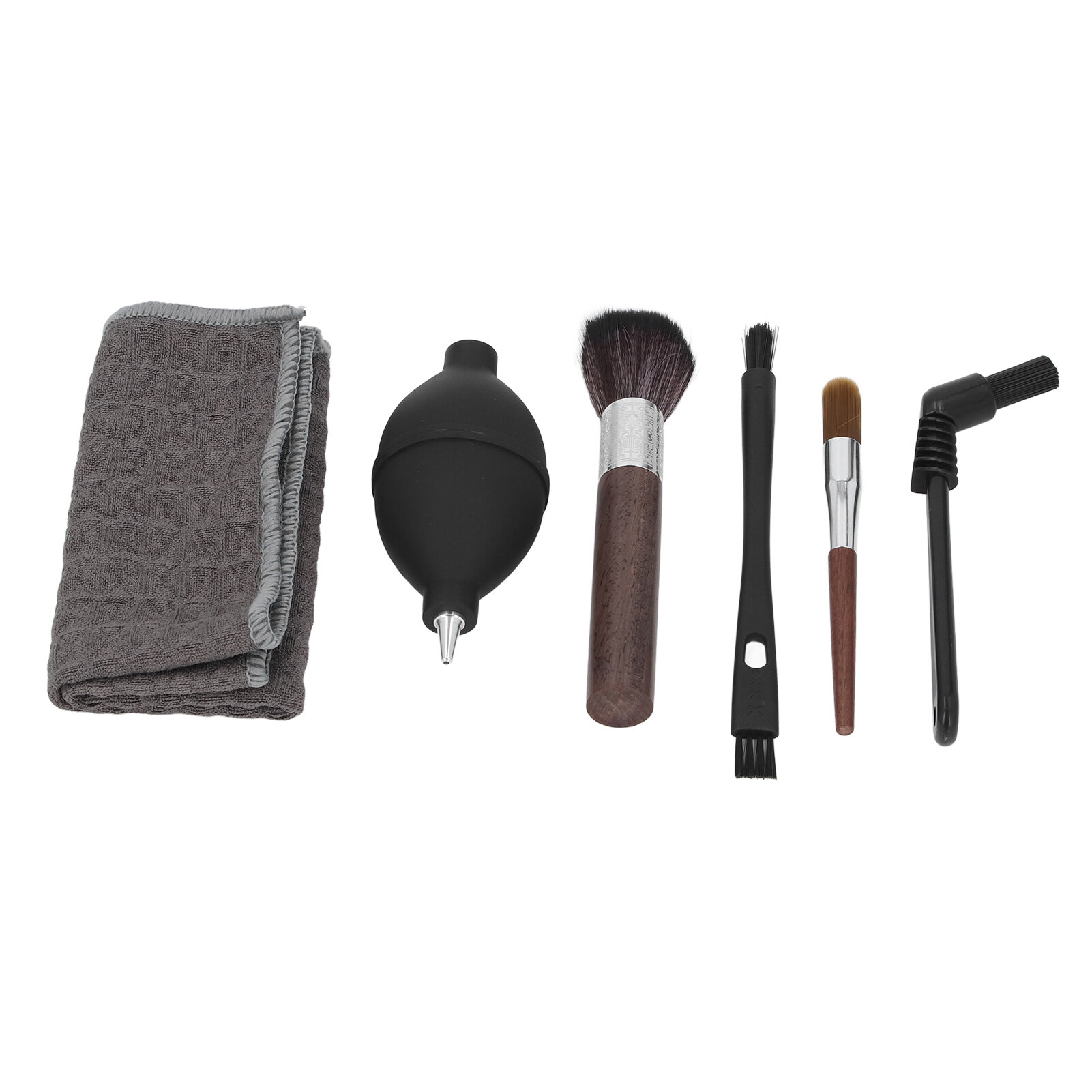 Набор для очистки кофемашины из 6 штук: деревянные и нейлоновые щетки, полотенце, кисточки для кофемолки, щетки для кофемашины, набор инструментов для очистки кофеварок, пылесос и ткань, размеры щеток разные, материал АБС и орехWalnut
