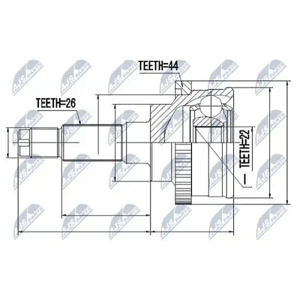 NTY NPZ-MZ-016 шрус наружный Mazda (Мазда) 323 bg 1.6, mx-3 1.6 16v 89-94 / +abs=44t /