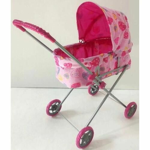 Коляска для кукол Melobo (Melogo) "Люлька", розовая, с сердечками, в пакете