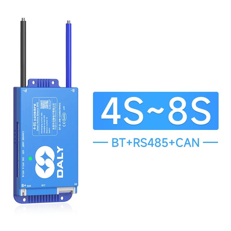 DALY Smart BMS для LiPo4/Li-Ion/LTO аккумуляторов 40A/60A 4S-24S 40А, 4S-8S BT RS485 CAN