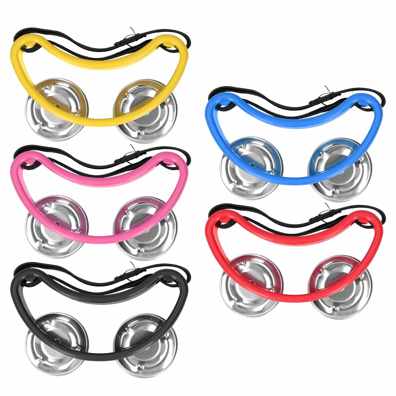 2-рядные металлические джинглы в форме полумесяца, набор ударных бубнов, 5 шт, для музыкального образования и развлечений