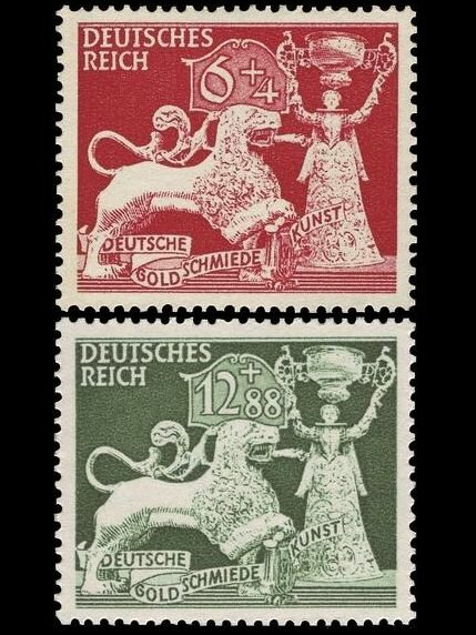 Почтовые марки Германия 1942 Немецкое общество ювелирного искусства, полная серия MNH**