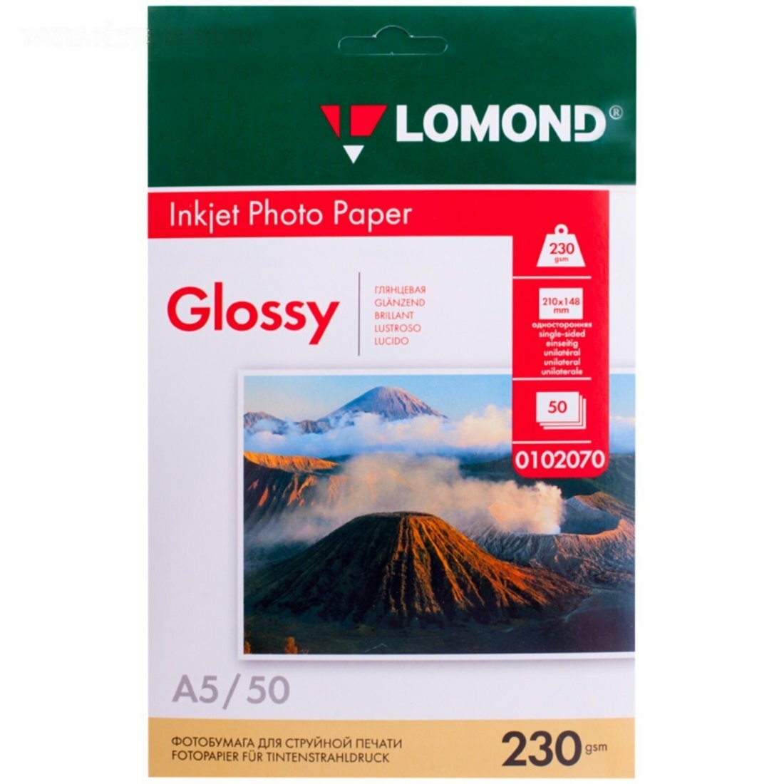 Фотобумага Lomond 0102070 A5/230г/м2/50л./белый глянцевое для струйной печати