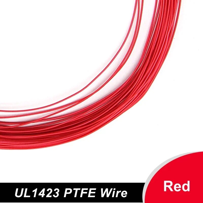 Одножильный посеребренный медный провод PTFE 38/36/34/30/28/26/24AWG 36AWG, Red, 5M