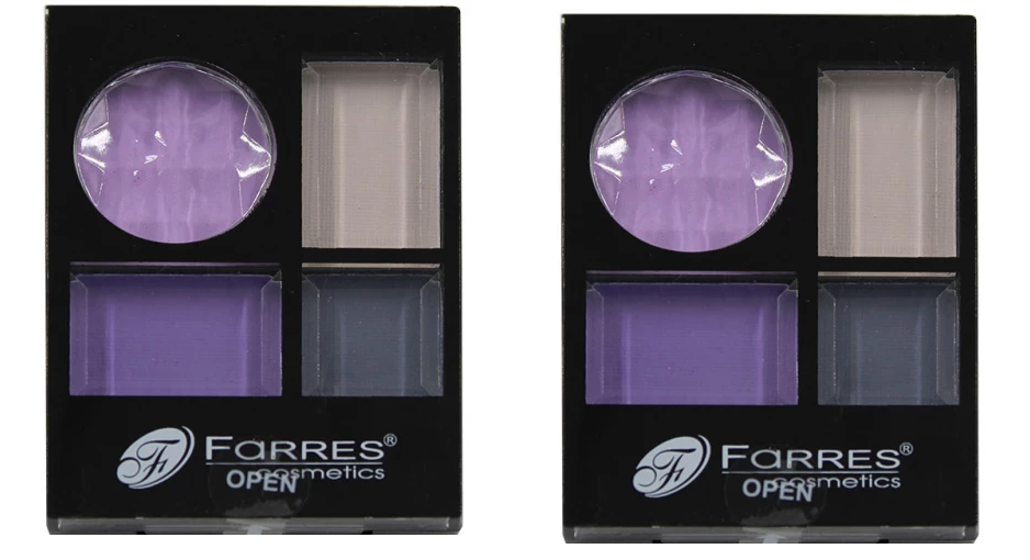 Farres cosmetic Тени для век четырехцветные №2 сирень, матовые, 2 шт