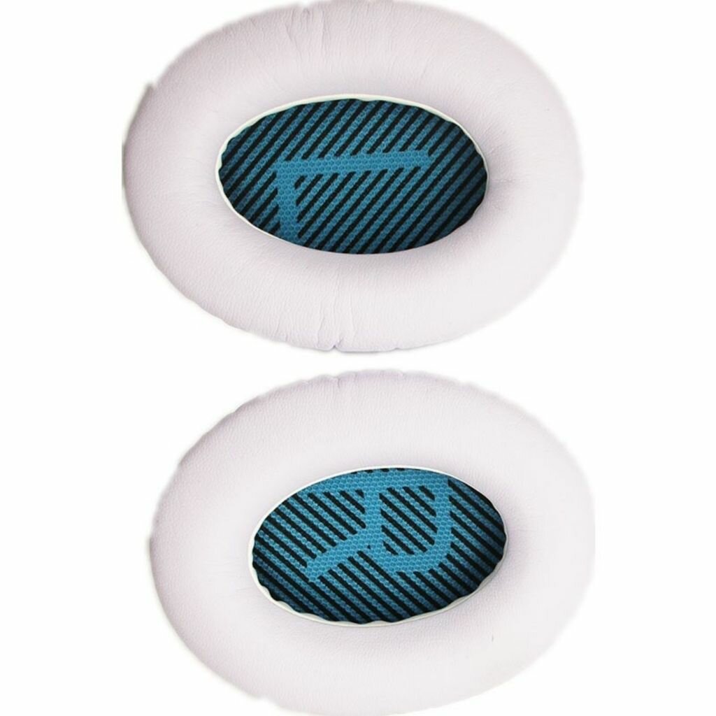 (1 пара) Амбушюры для наушников BOSE с губкой - белые синей хлопковой подушечкой LR
