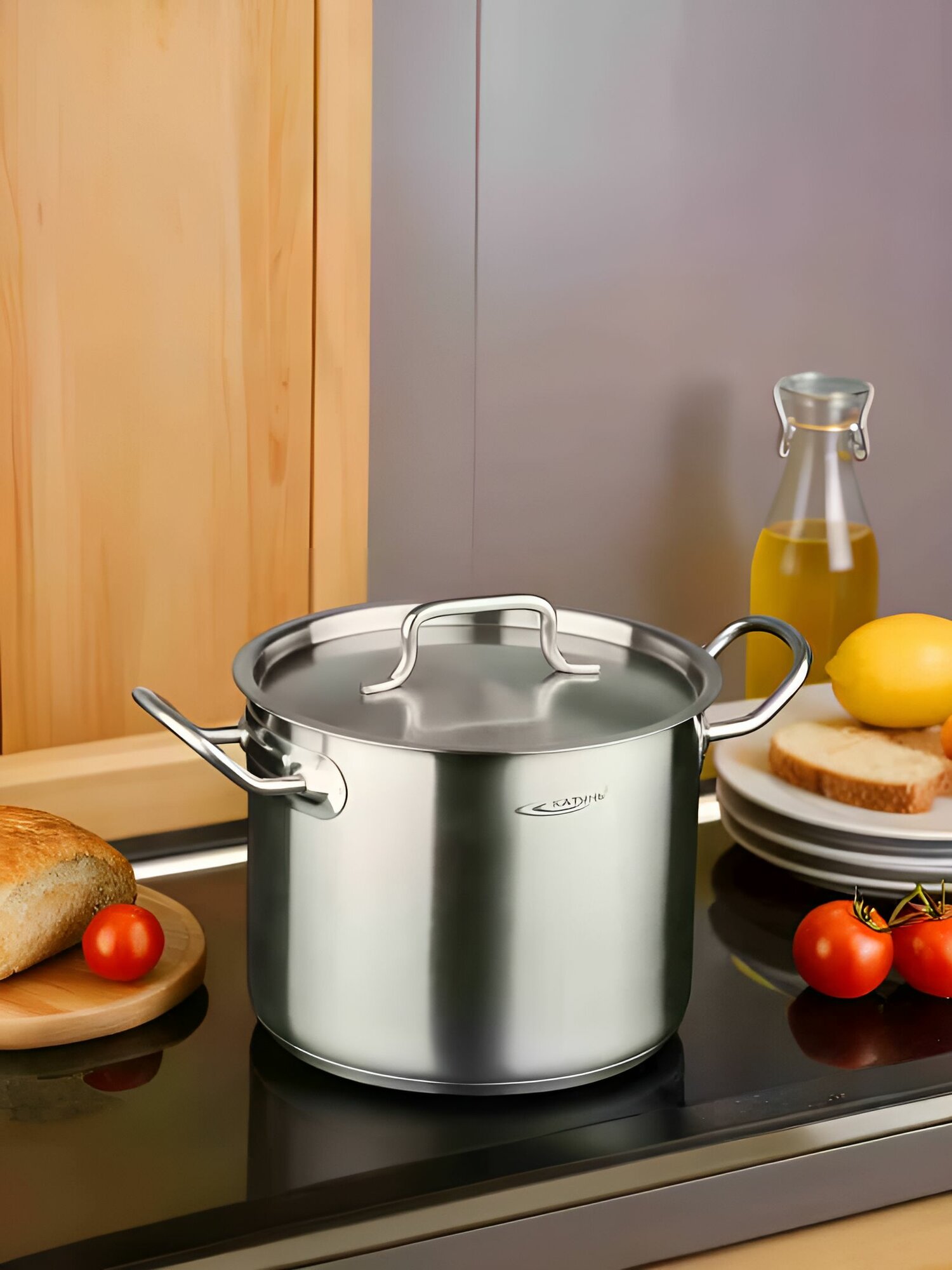 Кастрюля Катунь общепит-шеф 13 л из нержавеющей стали, ТРС, капсульное дно, с крышкой