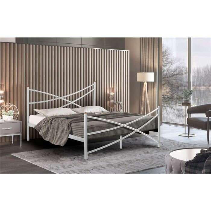 Кровать Лиана (120х200/металлическое основание) Белый