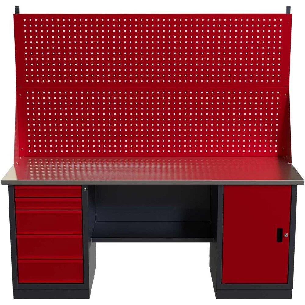 Слесарный двухтумбовый верстак с двойным экраном IRONMEBEL worky wk-5/wk-0 1900 M-IM00201K