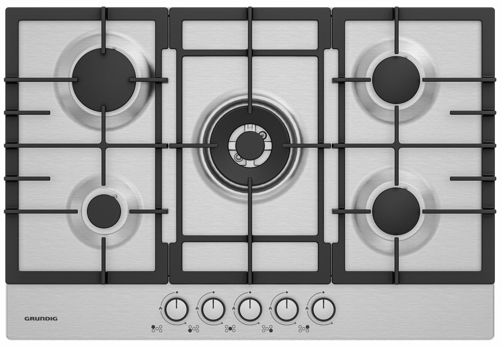 Газовая варочная панель Grundig GIGA 7235250 X 75 см, 5 конфорок электроподжиг газконтроль, серебристый