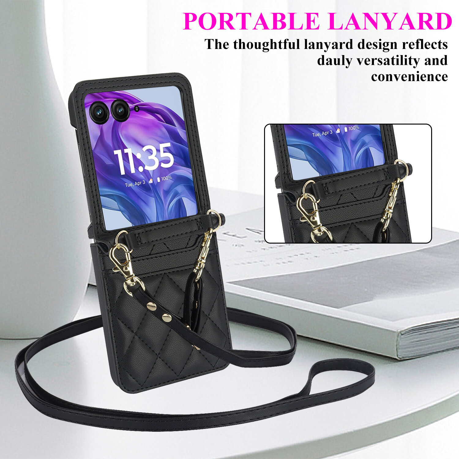 Подходит для Motorola Razr 50 Ultra/Моторола Мото Razr 50 Ultra Модный Чехлы для телефонов, сумка-кошелек с длинным ремешком, Мото Razr 50 Ultra, подставка, soft touch,360° Полная защита, резина, пластик