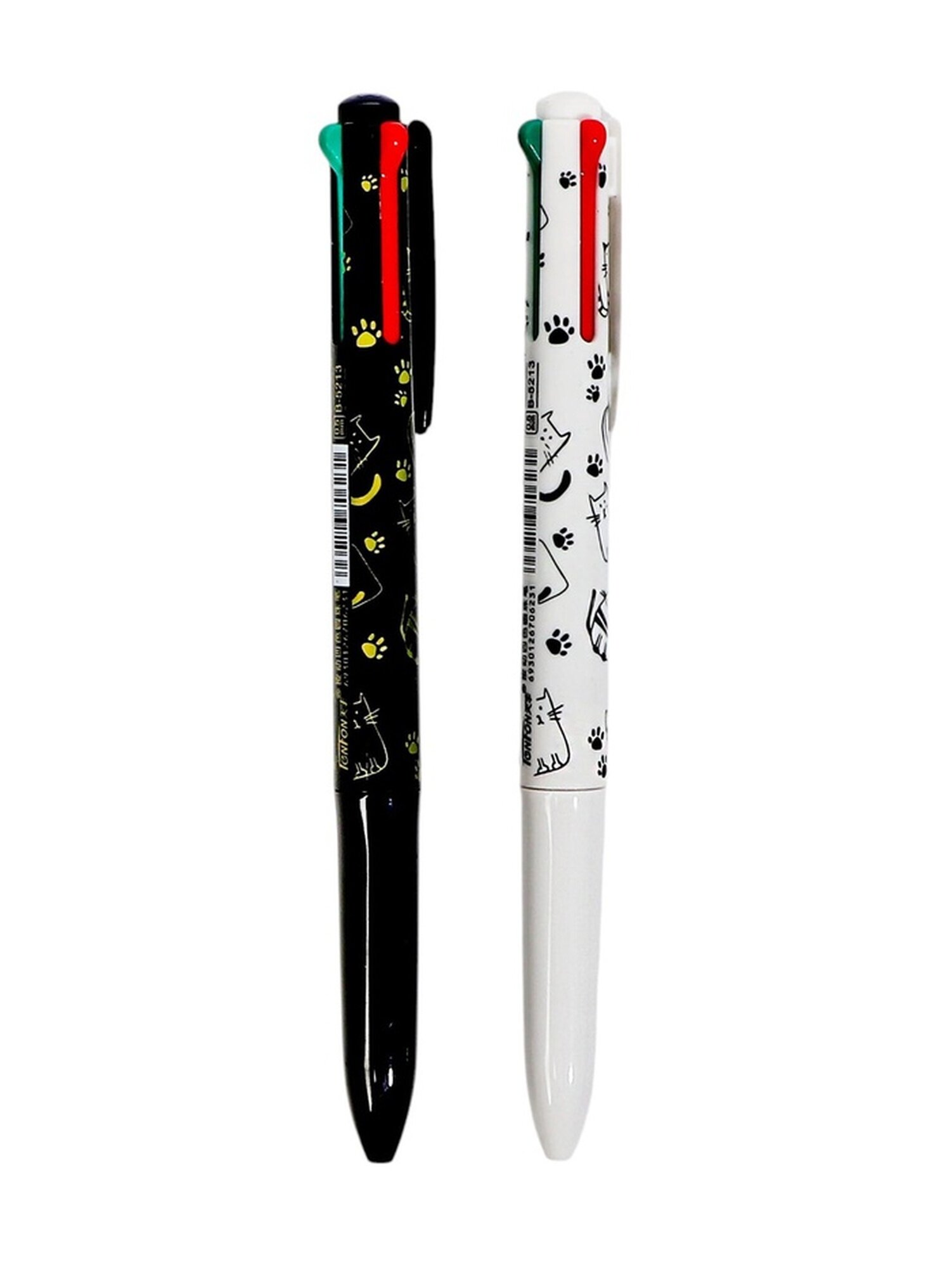 Ручка шариковая автоматическая 4-х цветная, корпус с рисунком, микс