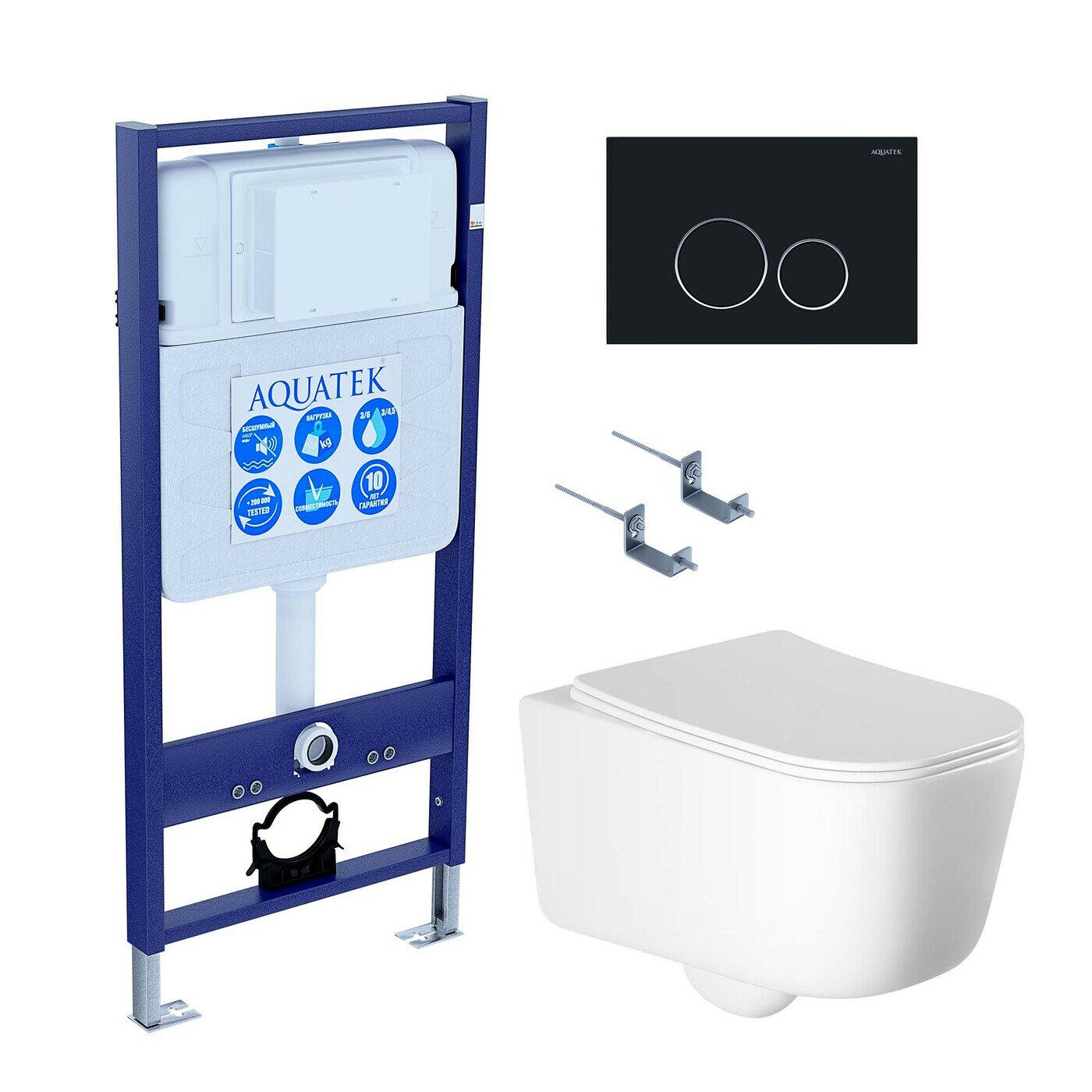 Унитаз с инсталляцией Акватек Лугано SET AQUATEK ЛУГАНО-020 4в1