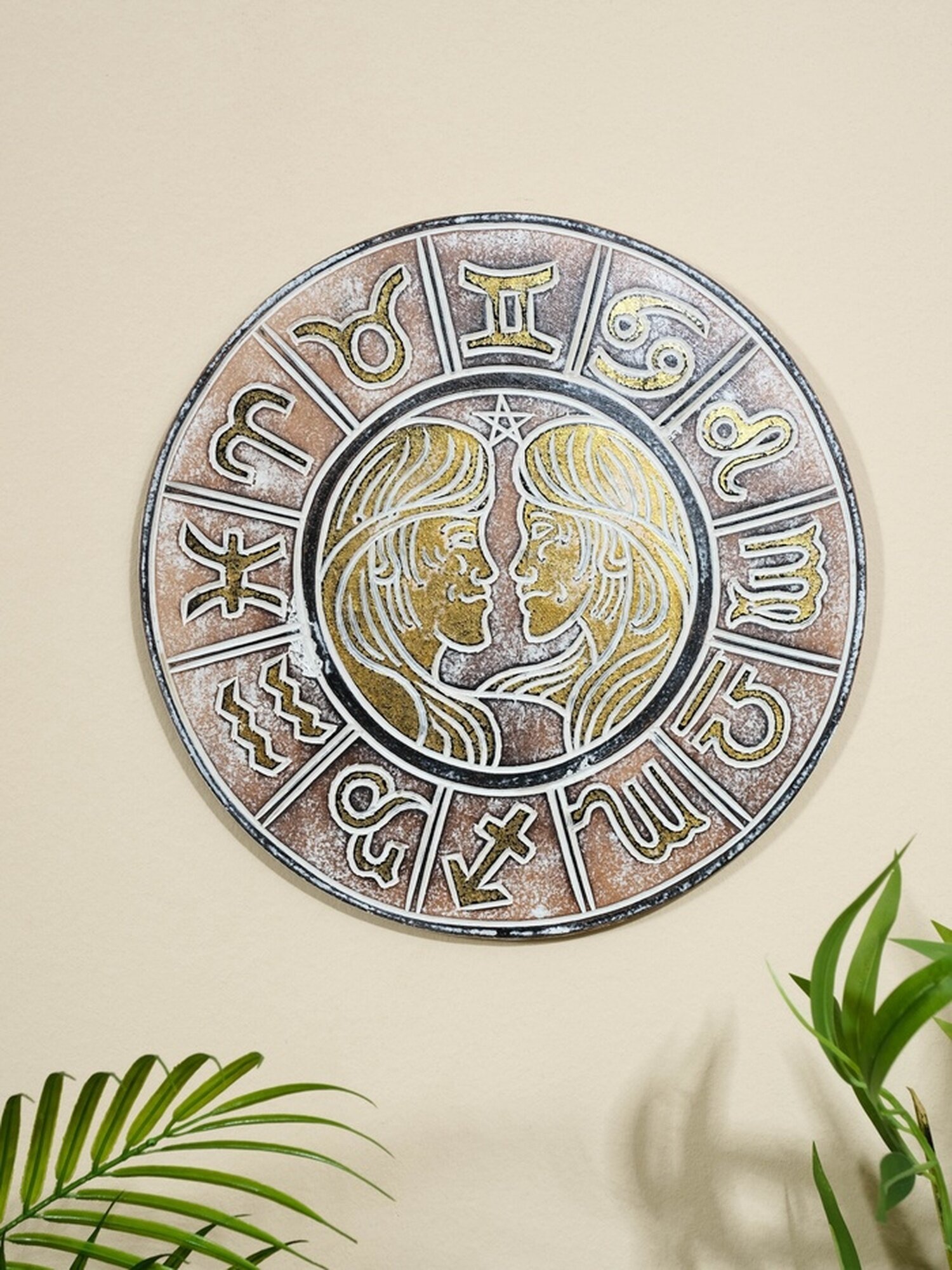 Панно Сима-ленд «Близнецы», символизм, золотистое, 30x30x2 см