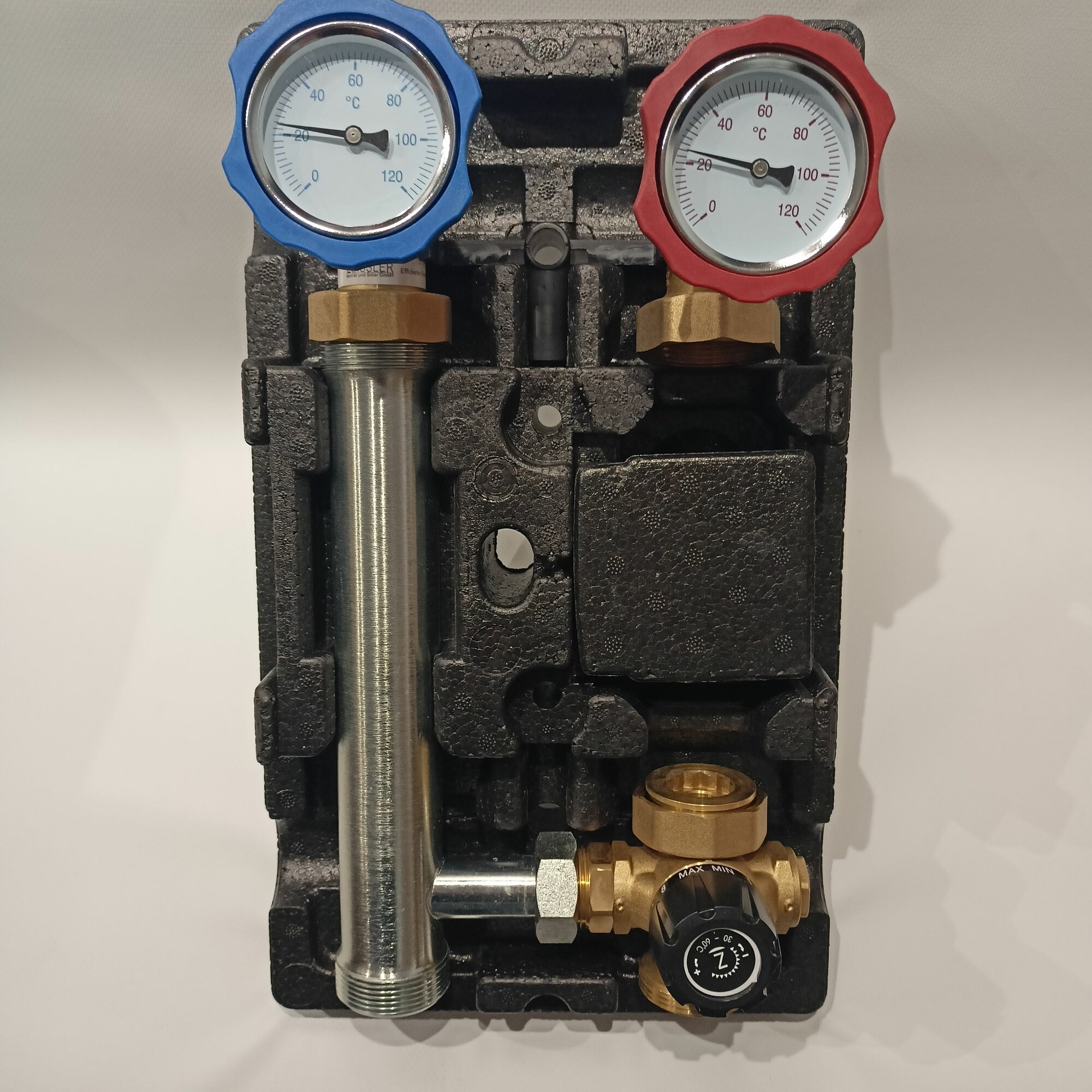 Насосная группа с трехходовым термостатическим клапаном ZEISSLER 1" без насоса, в теплоизоляции