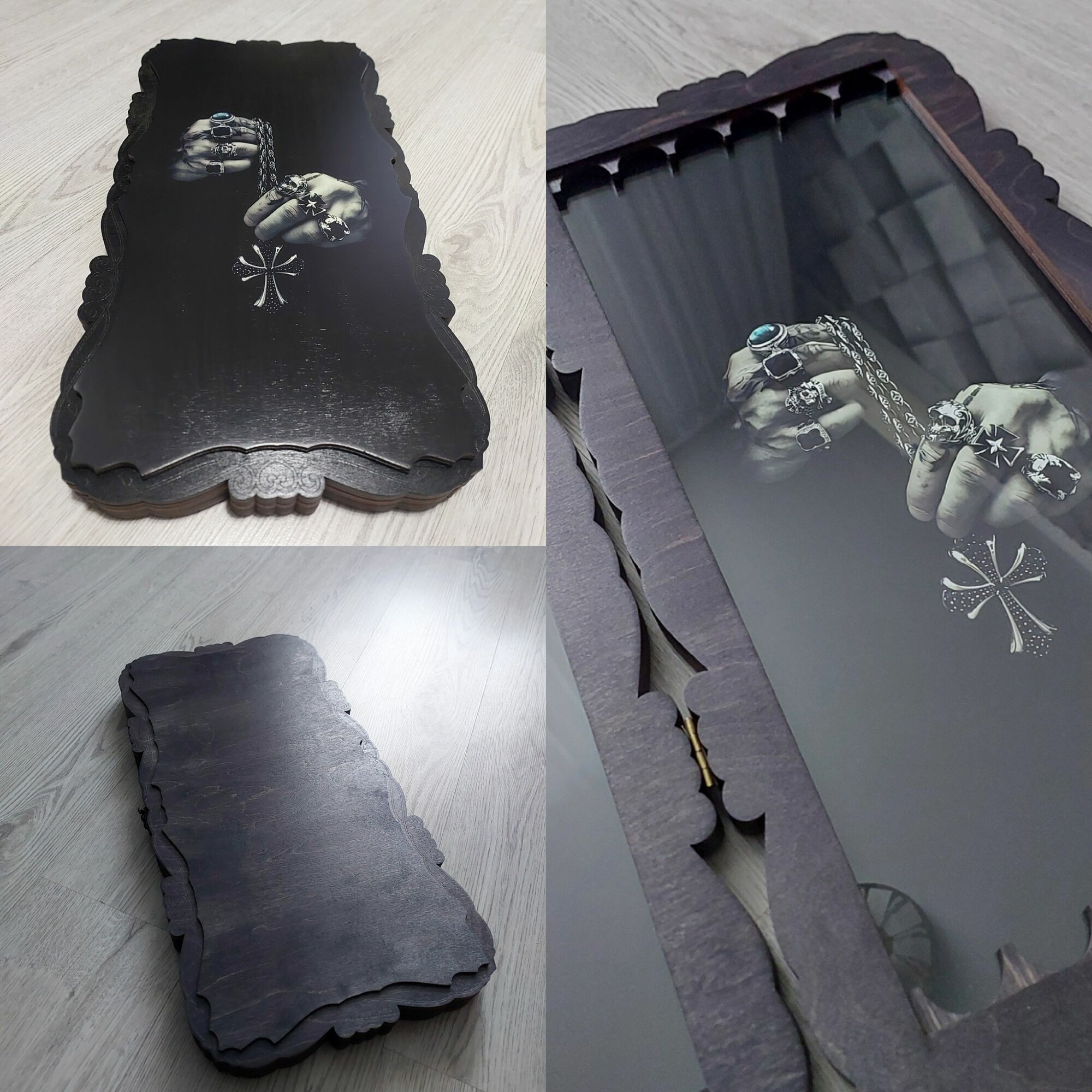 Нарды звезда большие, ручной работы со стеклом, покрыты лаком