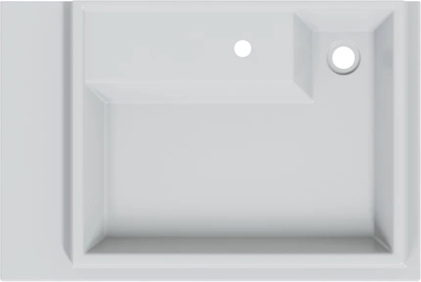 Раковина над стиральной машиной СаНта Юпитер 75 R с левым крылом, белая, глянцевая, раковина для ванной из искусственного камня, прямоугольная