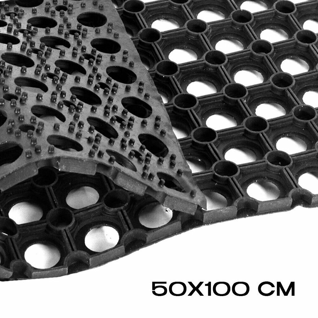 Коврик резиновый ячеистый 50х100см черный, грязесборный, износостойкий