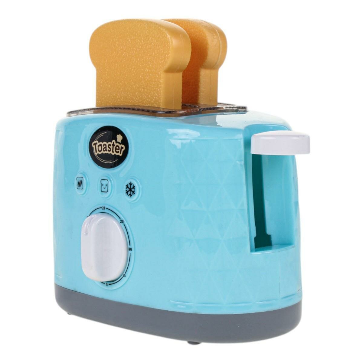 Игрушечный тостер с эффектом выпрыгивания хлеба, звук, пластик, цвет голубой