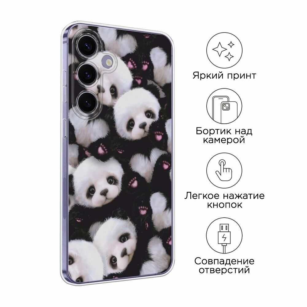 Чехол на Samsung Galaxy S24 Plus / Самсунг S24 Plus с принтом "Море панд" — фото 1