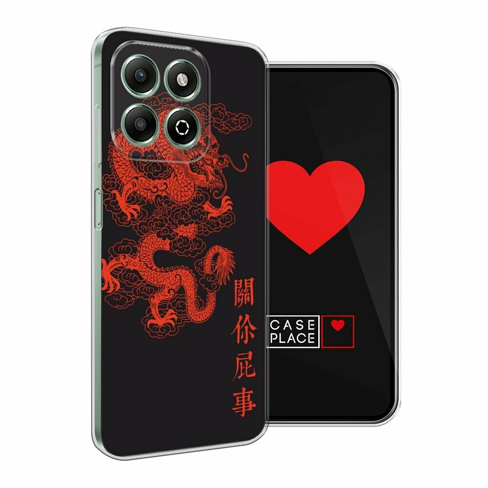 Силиконовый чехол на Honor X6b / Хонор X6b с принтом "Красный дракон" — фото 1