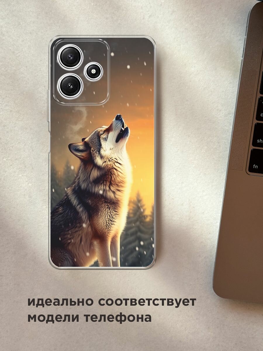 Чехол на Xiaomi Redmi 12 / Сяоми Редми 12 с принтом "Воющий волк" — фото 1