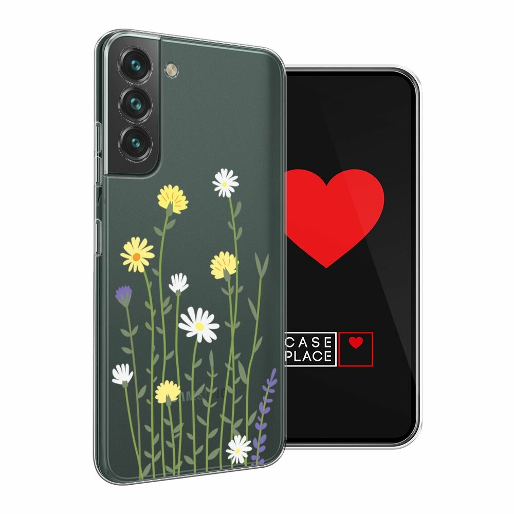 Чехол на Samsung Galaxy S22 + / Самсунг Галакси S22 Плюс с принтом "Пучок полевых цветов", прозрачный — фото 1