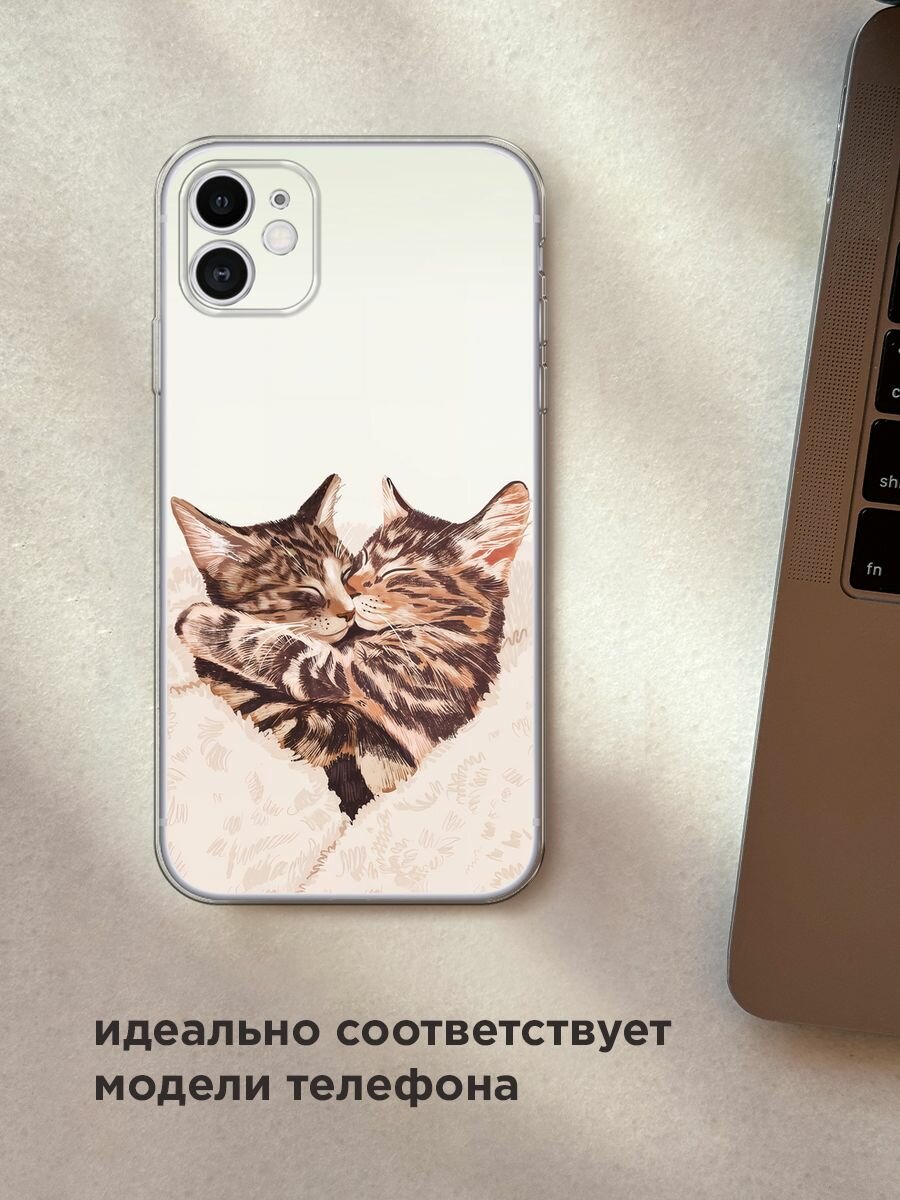Чехол на Apple iPhone 11 / Айфон 11 с принтом "Влюбленные котейки - 14 февраля" — фото 1