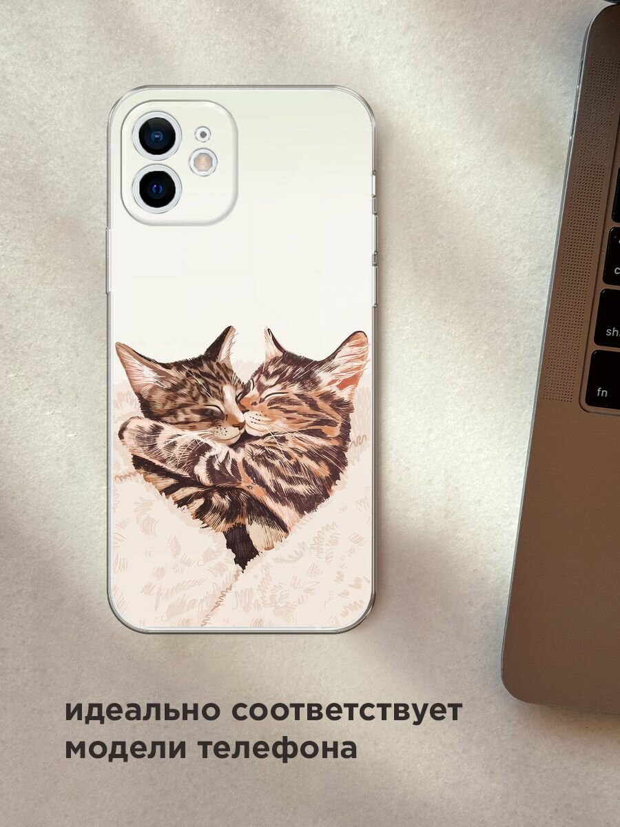 Чехол на Apple iPhone 12 mini / Айфон 12 Мини с принтом "Влюбленные котейки - 14 февраля" — фото 1