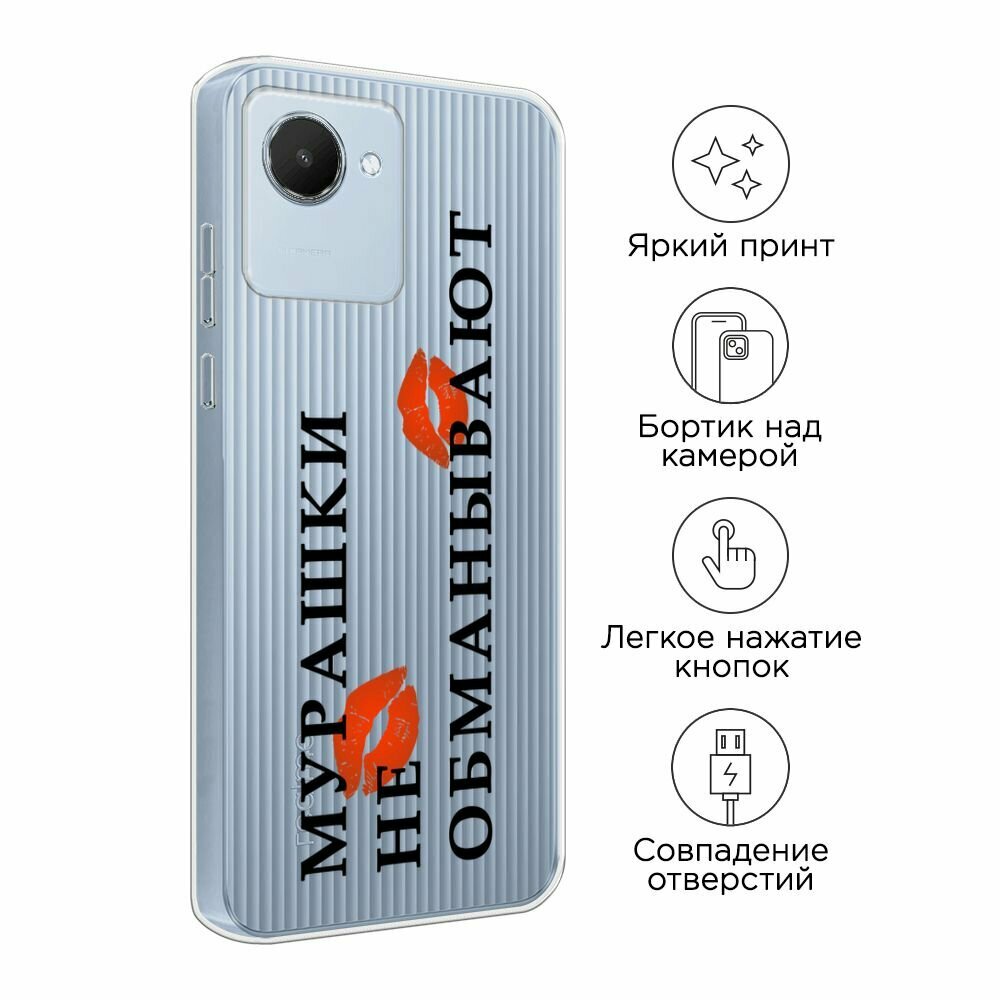 Чехол на Realme C30 / Реалми C30 с принтом "Мурашки не обманывают 1 - 14 февраля", прозрачный — фото 1