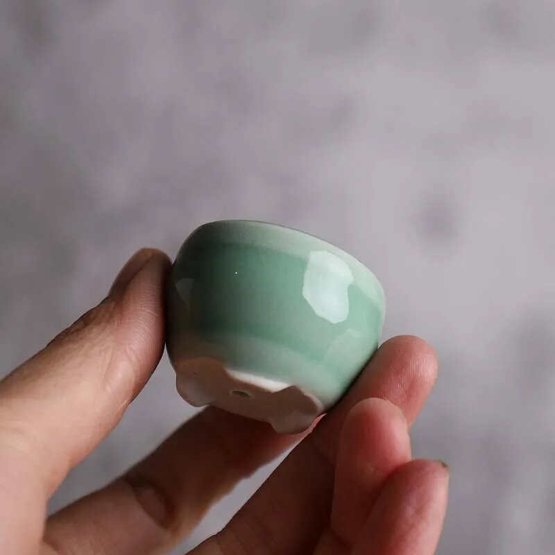 Керамический цветочный горшок Realikeasy Celadon, mini, Изумрудный