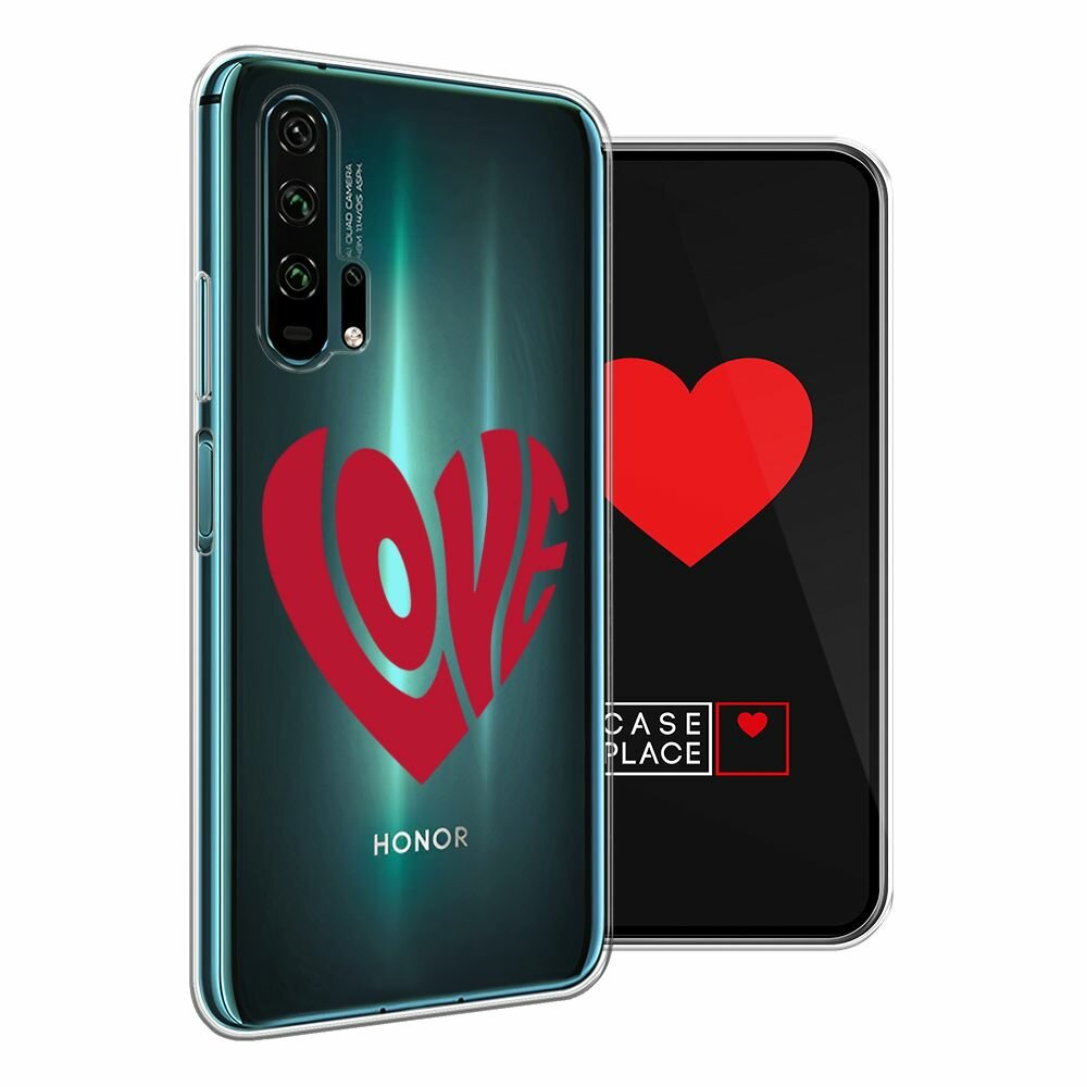 Чехол на Honor 20 Pro / Хонор 20 Про с принтом "Love heart 2 - 14 февраля", прозрачный — фото 1