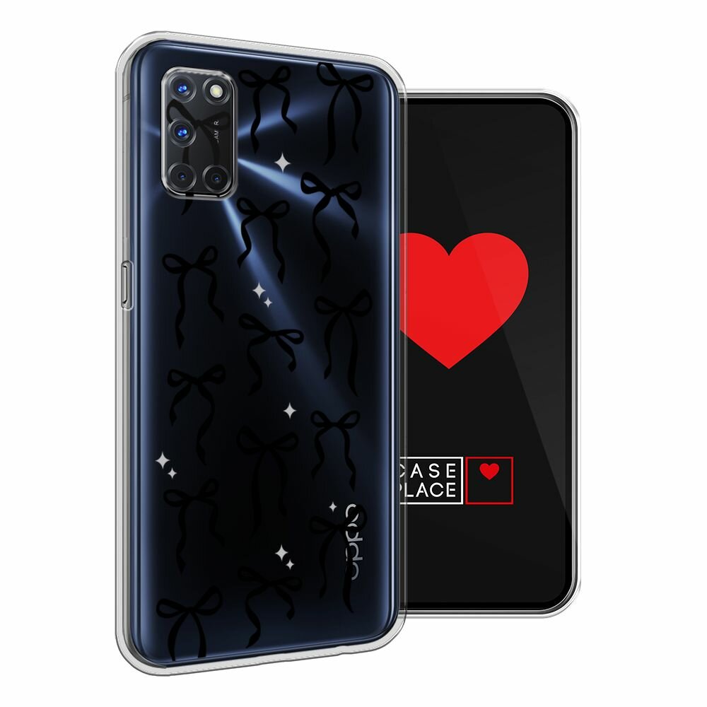Чехол на Oppo A52/A72 / Оппо A52/A72 с принтом "Black bows", прозрачный — фото 1