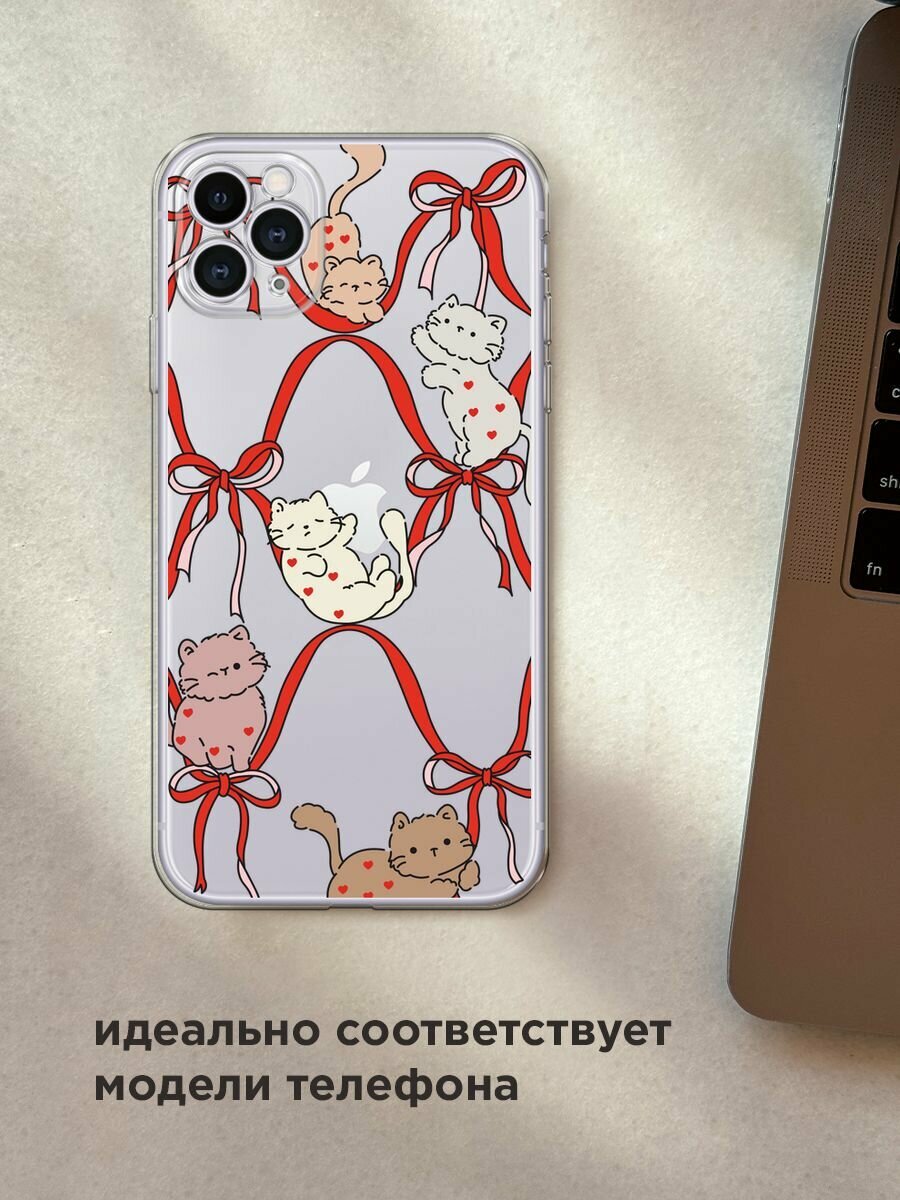 Чехол на Apple iPhone 11 Pro / Айфон 11 Про с принтом "Котики в ленточках 2", прозрачный — фото 1