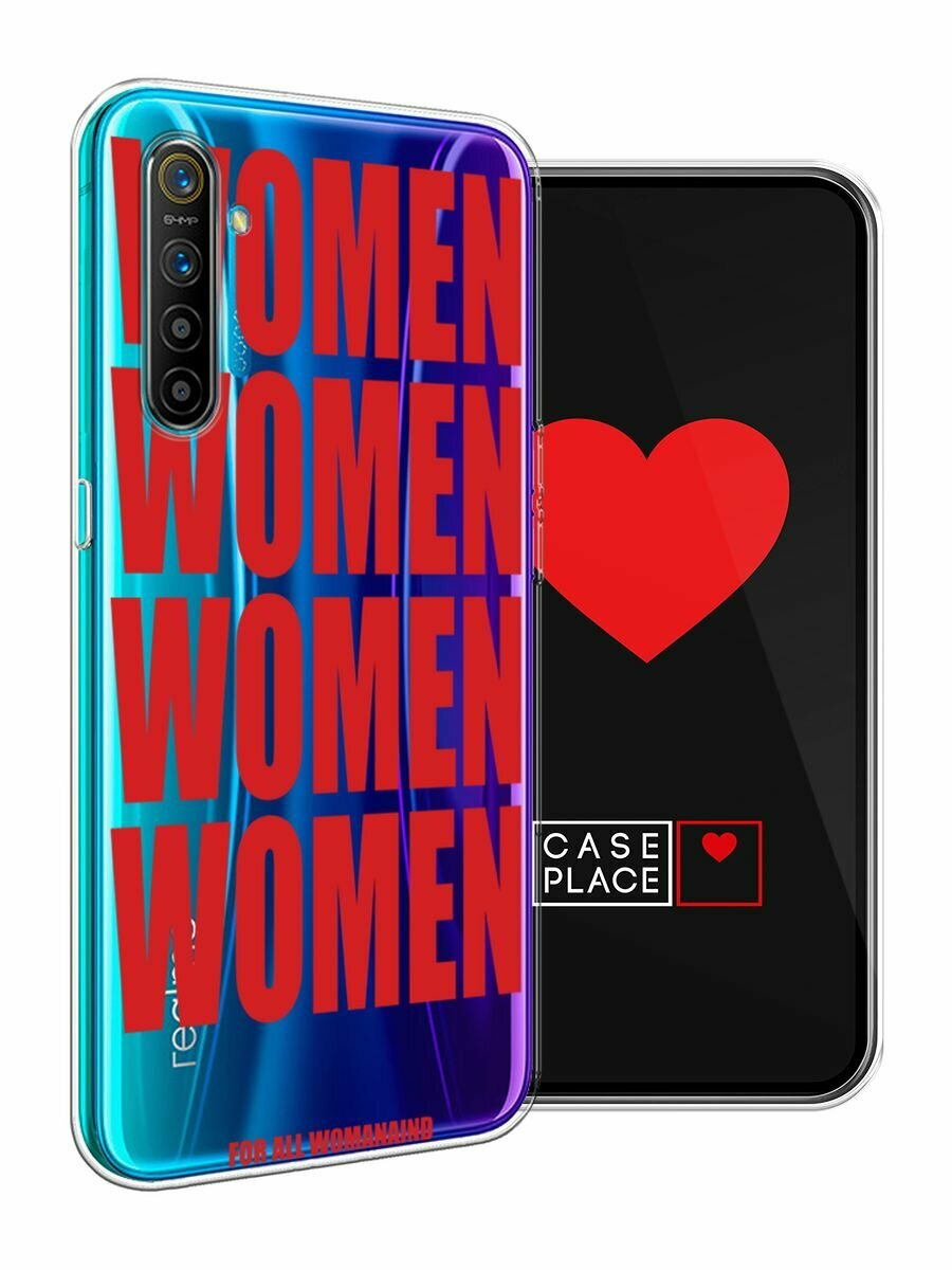 Чехол на Realme XT / Реалми XT с принтом "WOMEN", прозрачный — фото 1