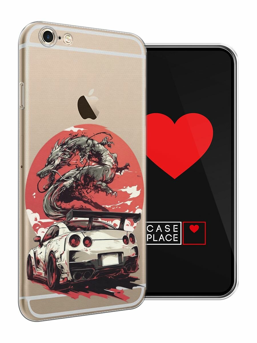 Чехол на Apple iPhone 6 Plus/6S Plus / Айфон 6 Плюс/Айфон 6С Плюс с принтом "Car and dragon", прозрачный — фото 1