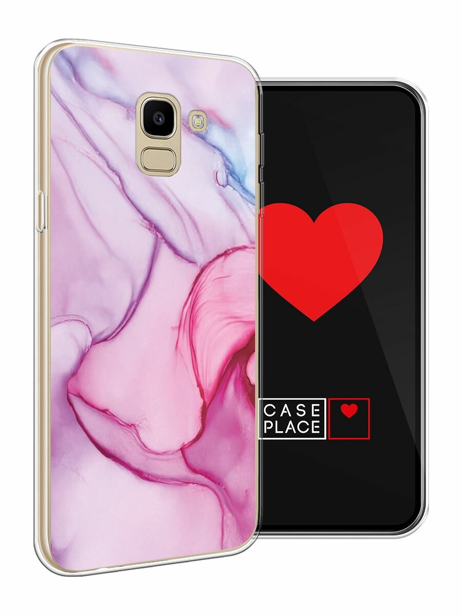 Чехол на Samsung Galaxy J6 2018 / Самсунг Галакси Джей 6 2018 с принтом "Розовые мраморные разводы" — фото 1