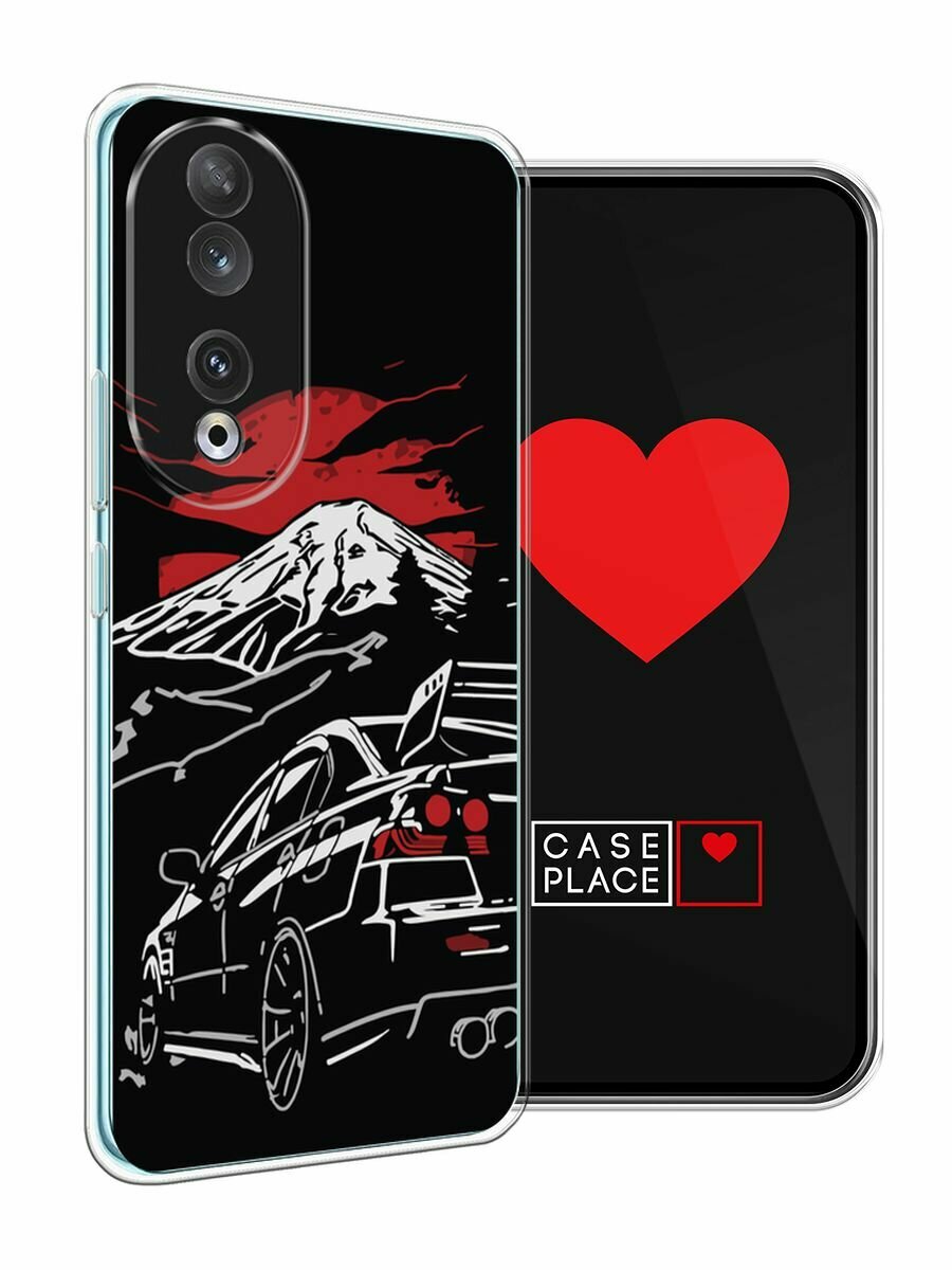 Силиконовый чехол на Honor 90 / Хонор 90 с принтом "Машина в горах JDM" — фото 1