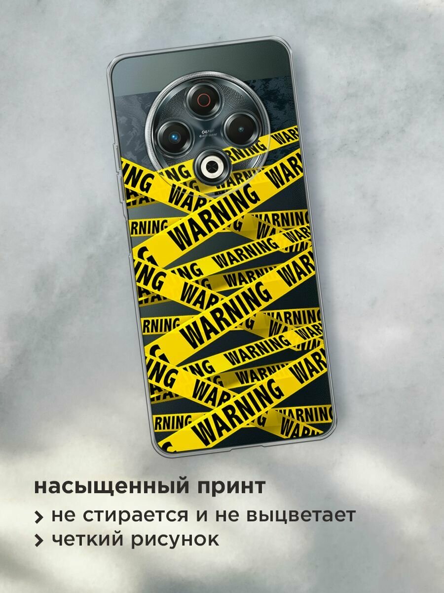 Чехол на Tecno Spark 30 / Текно Спарк 30 с принтом "Warning!", прозрачный — фото 1