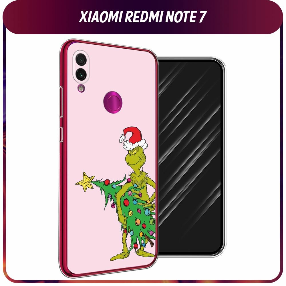 Чехол на Xiaomi Redmi Note 7 / Сяоми Редми Нот 7 с принтом Гринч с ёлкой 1